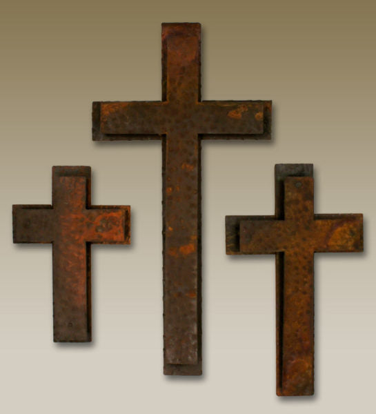 Multidimensional Rust Hammered Cross Metal Wall Decor - Set of 3 ...