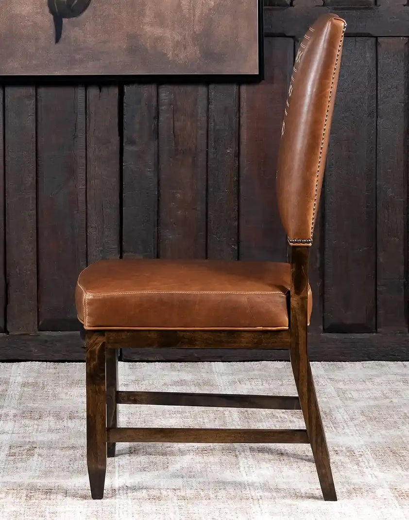 Boot Stitch Saddle Tan Leather Dining Chair – Western Passion