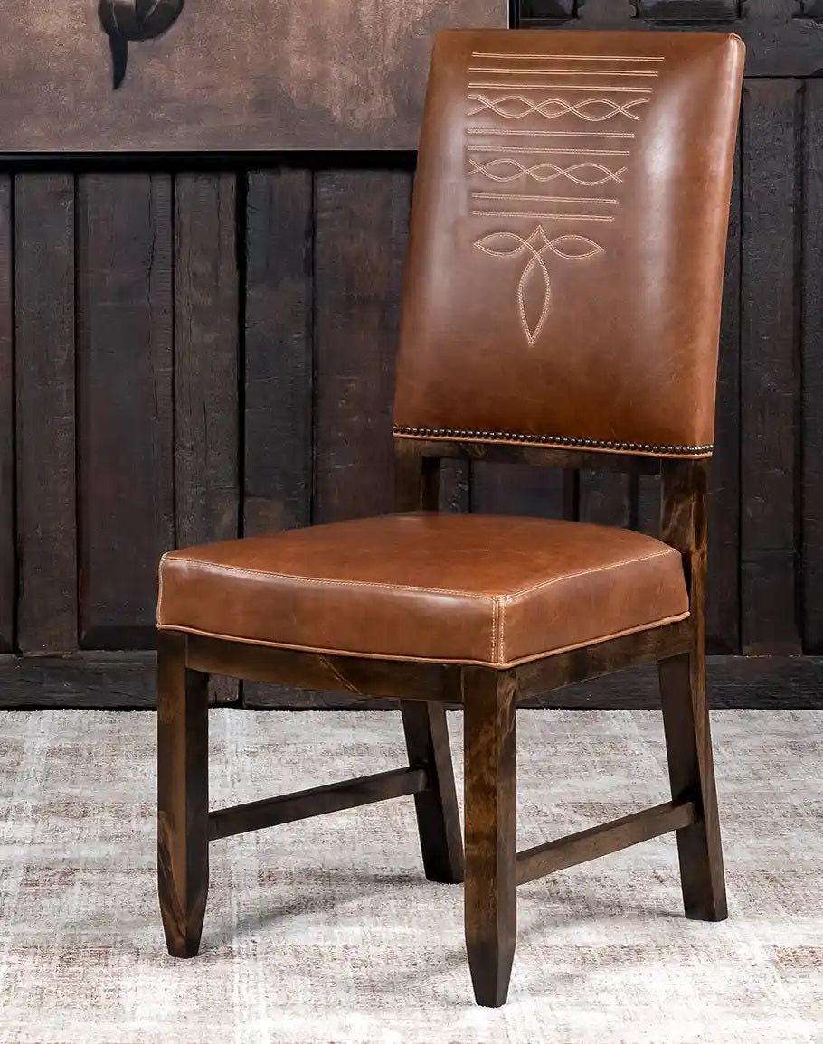 Boot Stitch Saddle Tan Leather Dining Chair – Western Passion
