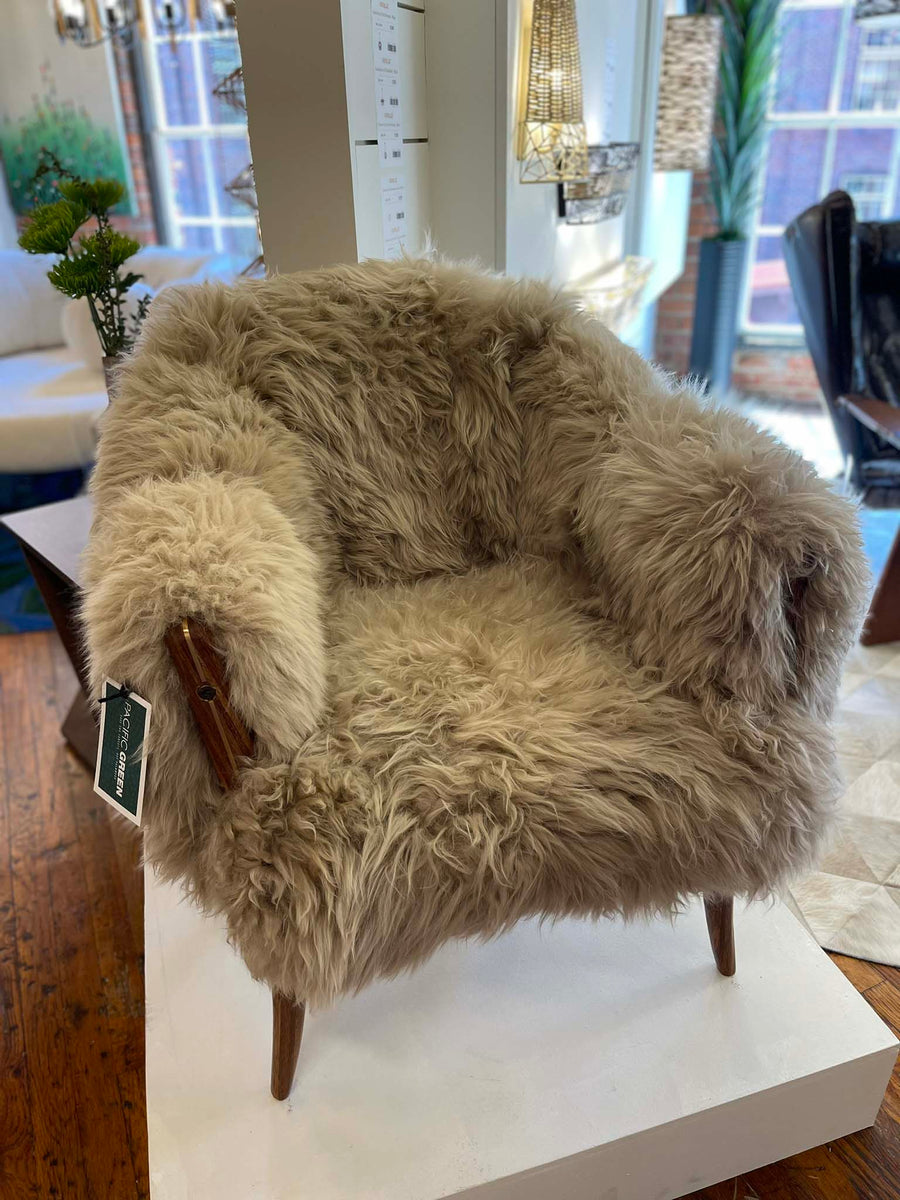 Pacific Green Millennium Taupe Sheepskin Leather Dining Chair – Western ...