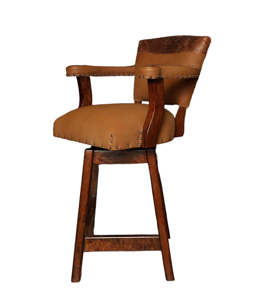 Sierra Caramel Croc Leather Swivel Barstool Western Passion