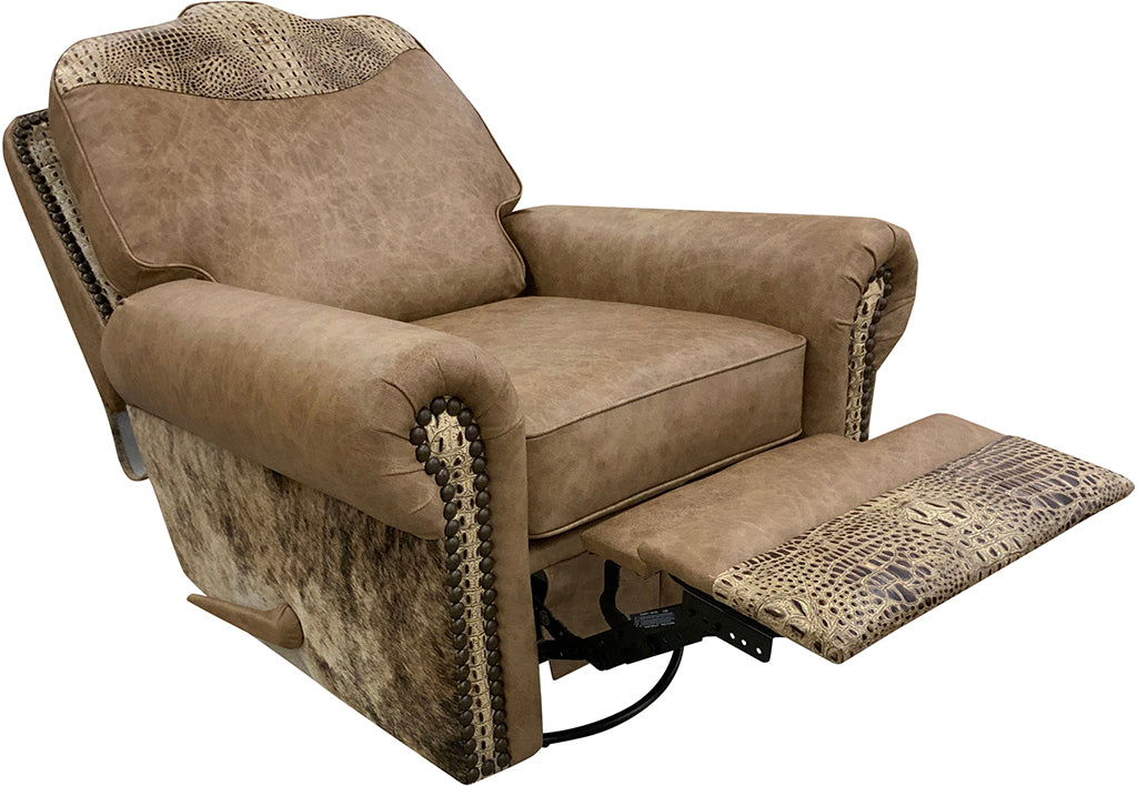 Pinto Western Cowhide Swivel Glider Recliner – Western Passion