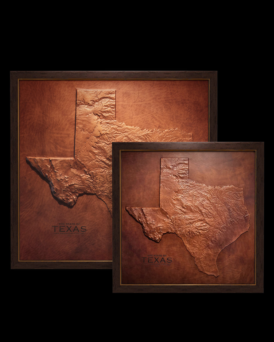 Texas Terrain Map in Leather – Western Passion