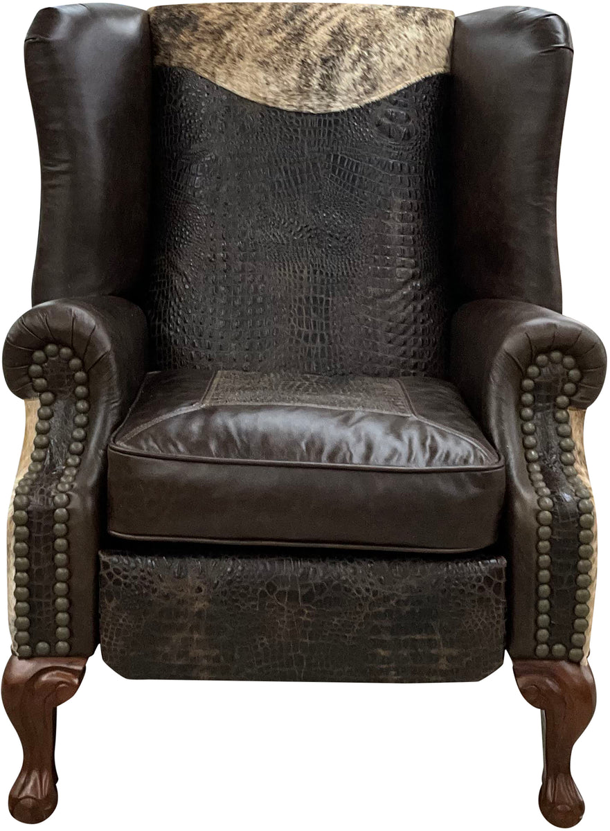 Western Vintage Croco Leather Wingback Recliner – Western Passion