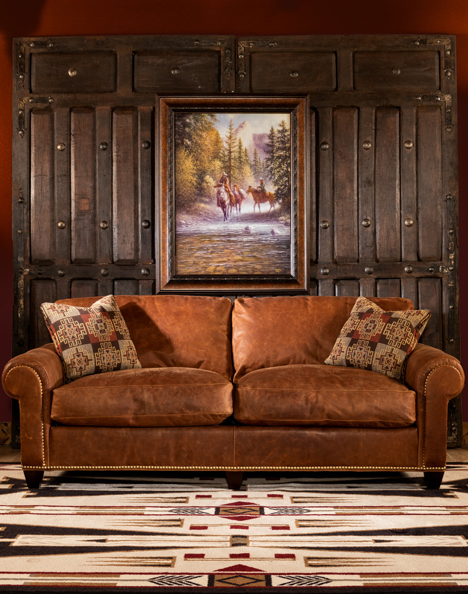 Weathered Ranch Leather Sofa Rustic – Western Passion