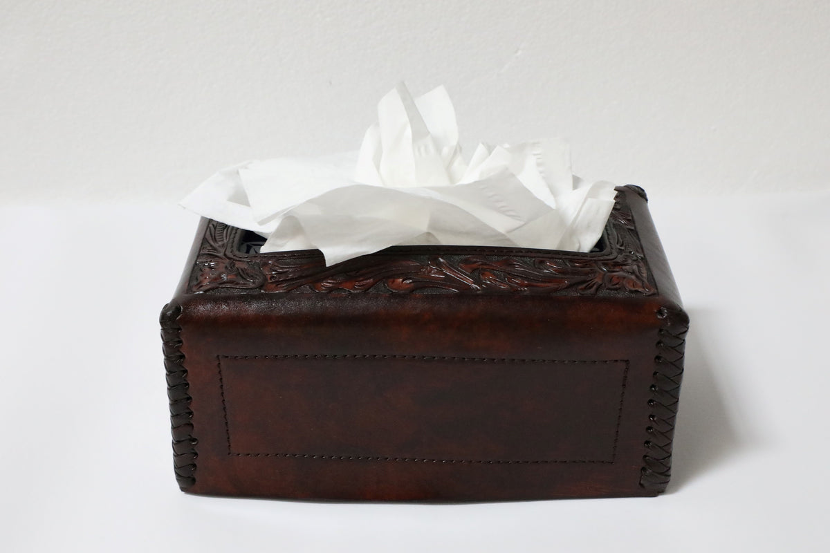 Tooled Leather Tissue Box - Rectangle – Western Passion