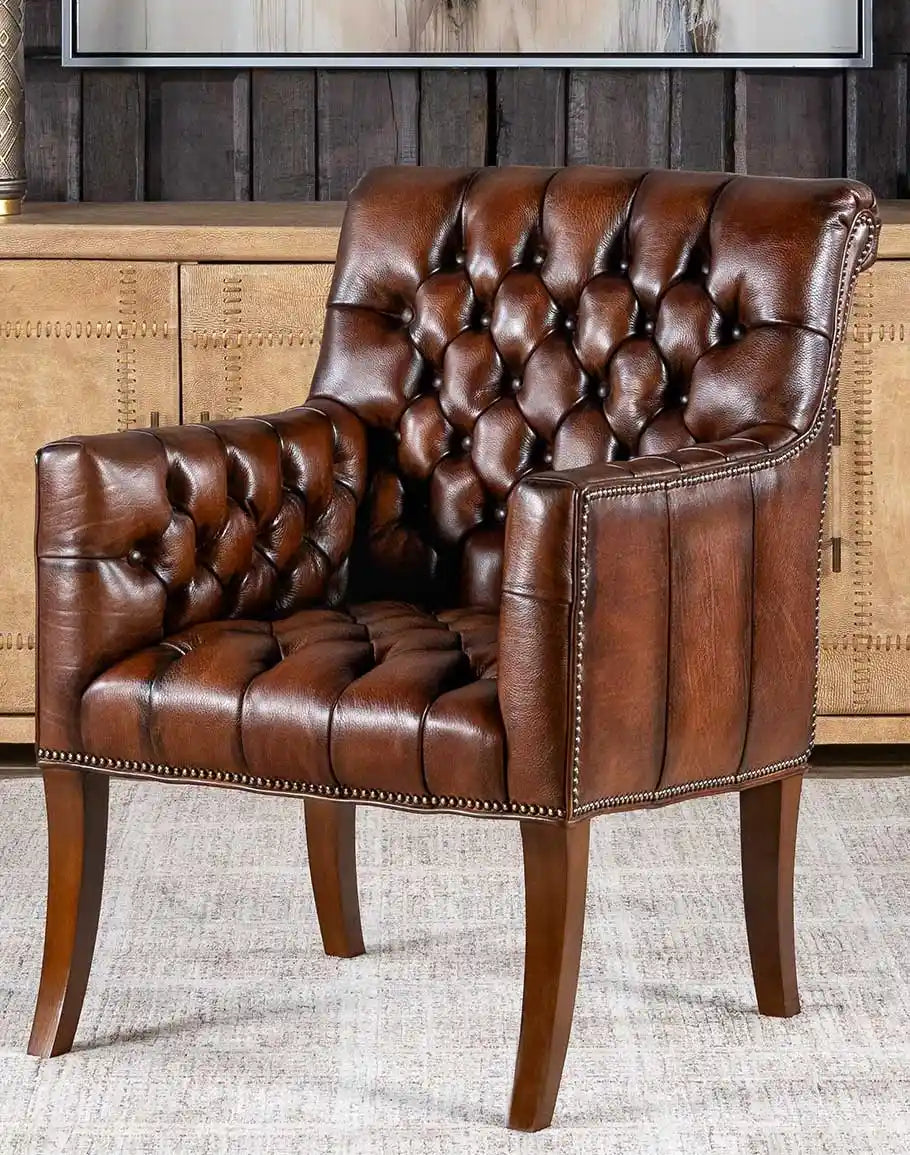 Roan Sable Tufted Leather Chair | Western Passion