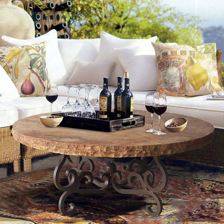 Iron and stone coffee table store