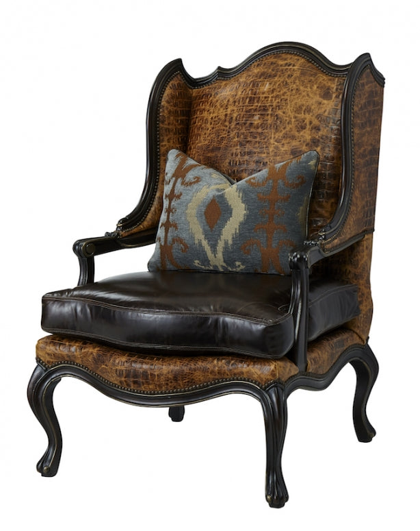Massoud Antique Rust Croco Wingback Chair – Western Passion