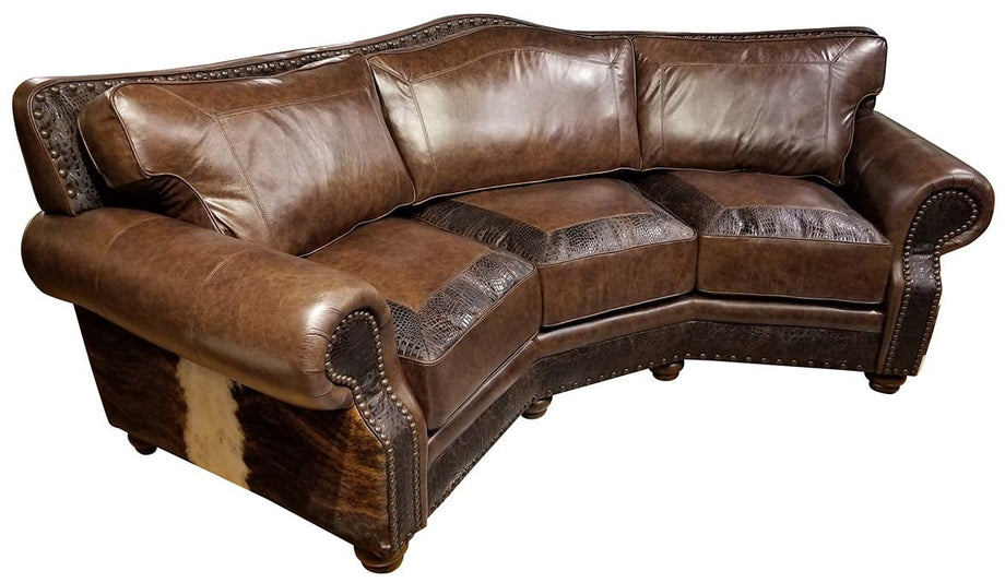 Curved Leather Conversation Sofa | Baci Living Room